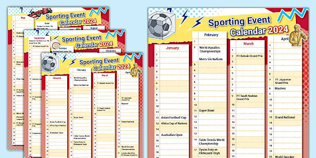 Sporting Event Calendar 2024 - Twinkl - PE (Teacher-Made)