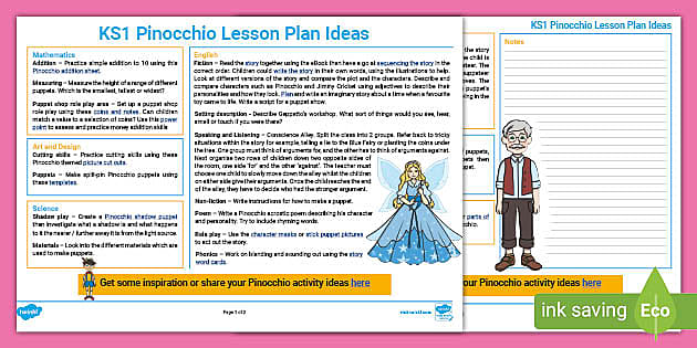 Pinocchio KS1 Lesson Plan Ideas (teacher made) - Twinkl