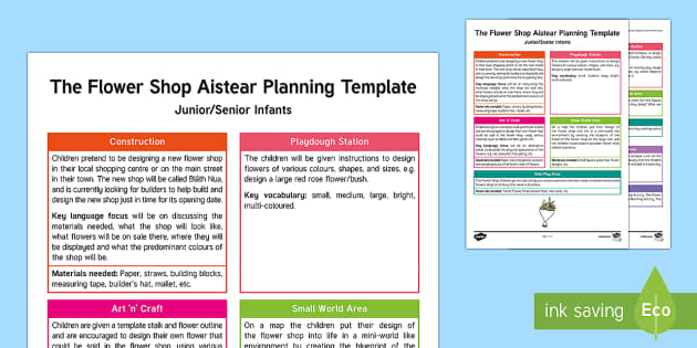 The Flower Shop Aistear Planning Template - Twinkl