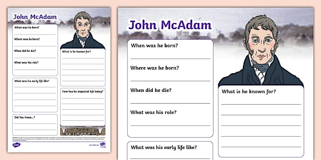 John McAdam Fact File Template,John Mcadam - Twinkl John McAdam Fact File Template,John Mcadam - Twinkl