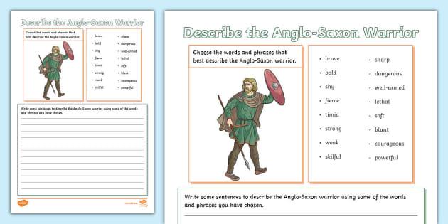 Describe the Anglo-Saxon Warrior Worksheet (teacher made)