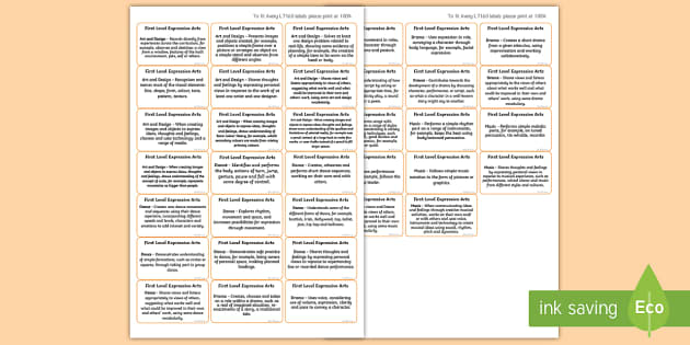 CfE First Level Expressive Arts Benchmarks Assessment Stickers