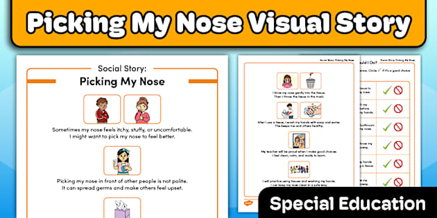Picking My Nose Visual Social Story for Special Education