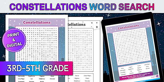 Constellations Word Search for 3rd-5th Grade - Twinkl