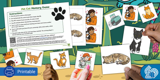 Pet Cats Memory Game - National Pet Month (Lehrer gemacht)