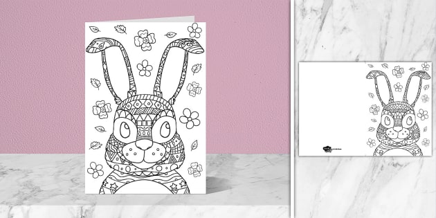 Rabbit Head Mindfulness Colouring Card | Twinkl Party