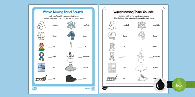 Winter Initial Sounds Activity Teacher Made Twinkl