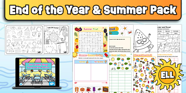 End of the Year Busy Bundle for ELL | No-Prep Puzzles, Coloring & More