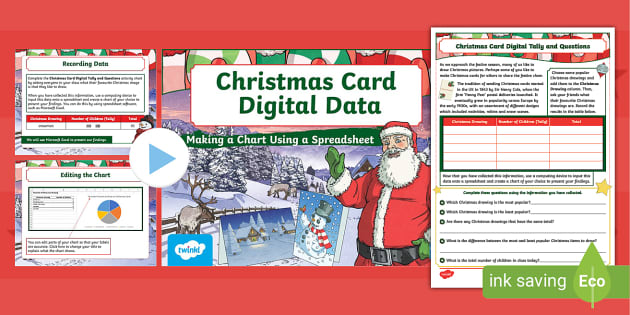 KS2 - Christmas Card Digital Data Activity - Twinkl