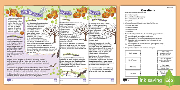 LKS2 History of Halloween Differentiated Comprehension Activity
