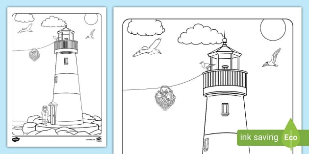 Lighthouse Lunch Montage Colouring Page (Teacher-Made)