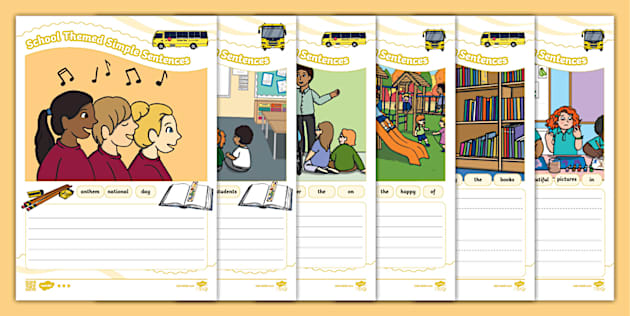 School Themed Simple Sentences - Twinkl