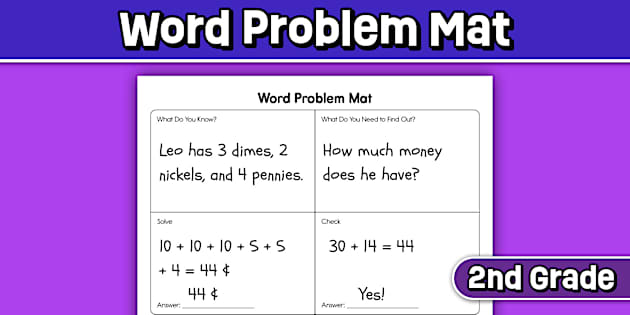 Second Grade Word Problem Mats