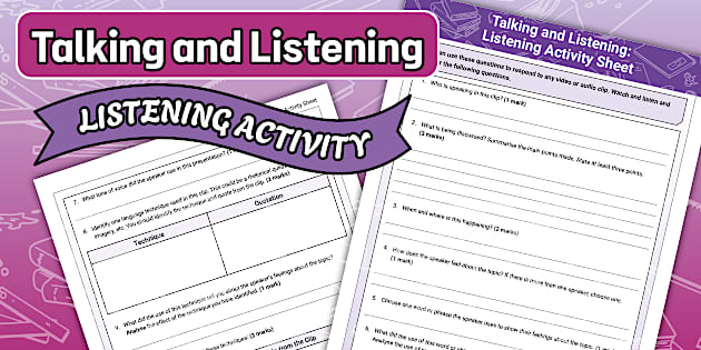 Talking and Listening: Listening Activity Sheet