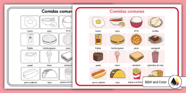 Tapete de palabras: Comidas comunes (Hecho por educadores)