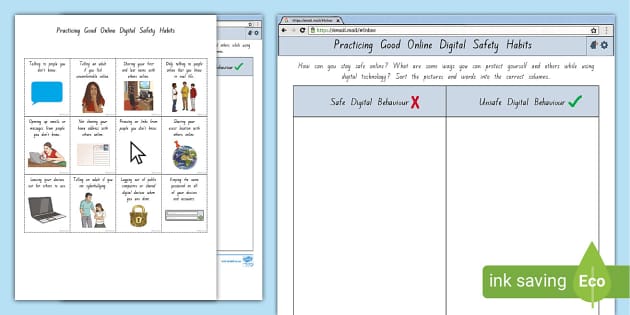 NZ Digital Citizenship Sorting Worksheet (teacher made)