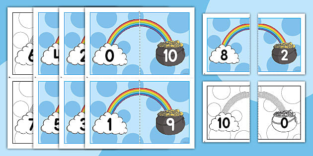 Rainbow Number Bonds to 10 Matching Cards - Twinkl