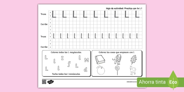 Hoja de actividad: Practico con la L l (Teacher-Made)