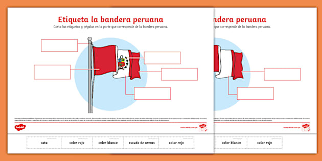 Ficha de actividad: Etiqueta la bandera peruana - Twinkl