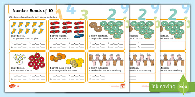 Number Facts of 10 Stories Worksheet (Teacher-Made)