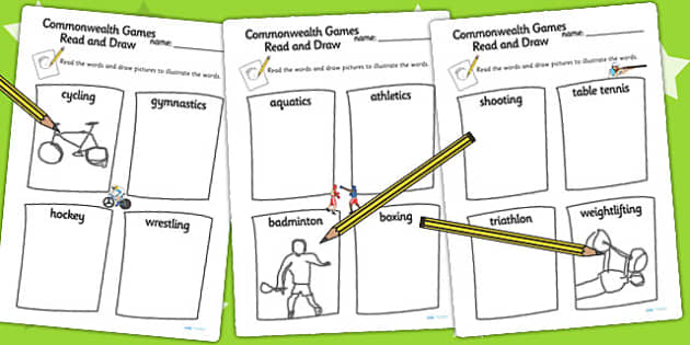The Commonwealth Games Read and Draw Worksheet - sports, display
