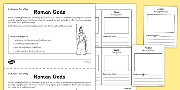 Roman Gods Worksheet / Activity Sheet - rome, roman gods