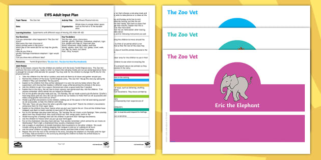 EYFS The Zoo Vet: Zoo Moves Physical Activity Adult Input Plan and Resource