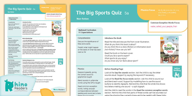 Level 5a The Big Sports Quiz: Teacher Guide (teacher made)