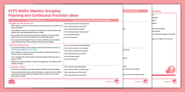 EYFS Maths Grouping Planning and Continuous Provision Ideas EYFS Maths Grouping Planning and Continuous Provision Ideas