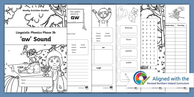 Northern Ireland Linguistic Phonics Phase 3b 'aw' Sound Weekly Activities