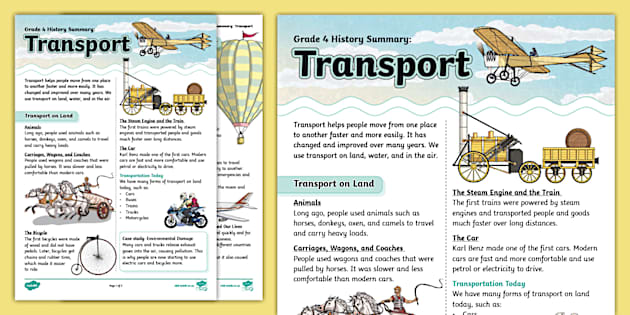 Gr4-SS-History-T3-Summary-Transport (teacher made) - Twinkl