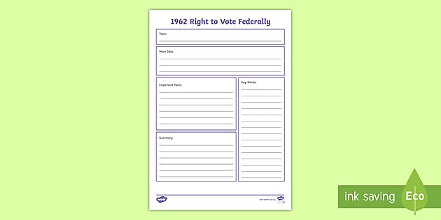 1962 Right to Vote Federally Note-Taking Activity - Twinkl