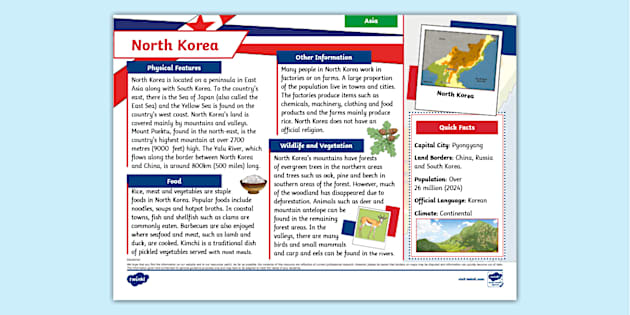 North Korea Fact File (teacher made) - Twinkl
