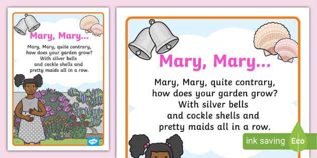 Mary Mary Quite Contrary Nursery Rhyme Poster (teacher made)
