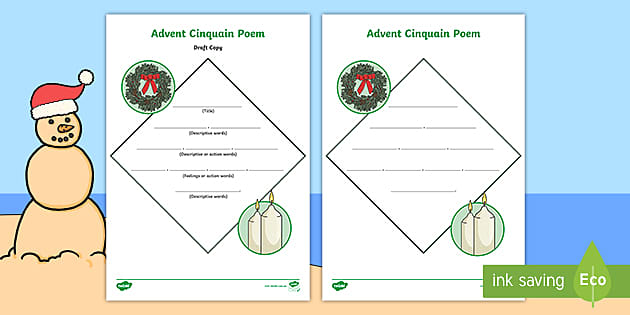 Advent Cinquain Poem (teacher made)