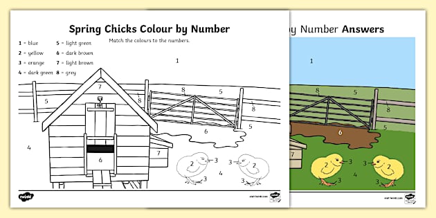 Spring Chicks Colour by Number (teacher made) - Twinkl