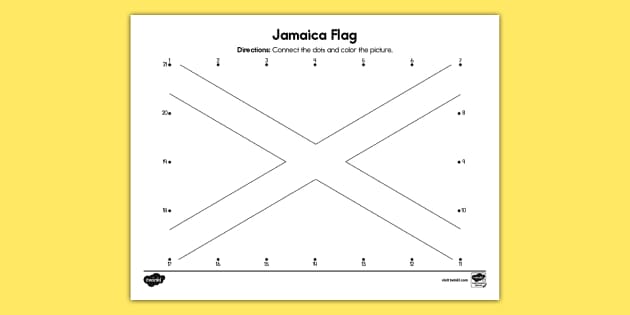 Jamaica Flag Dot to Dot Worksheet (teacher made) - Twinkl
