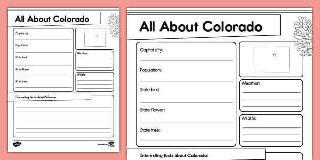 All About Colorado Research Activity for K-2nd Grade