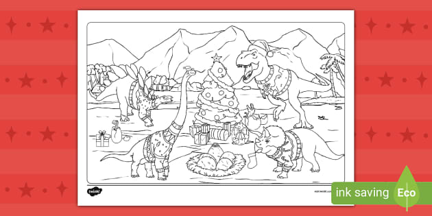coloring pages christmas dinosaur