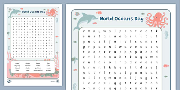 World Oceans Day Word Search (teacher made) - Twinkl