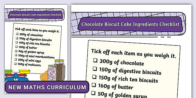 Measuring Ingredients Recipe Checklist (teacher made)