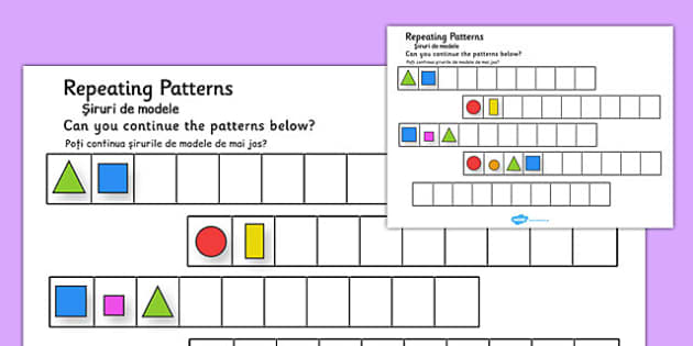 Repeating Patterns Shapes and Colours Romanian Translation