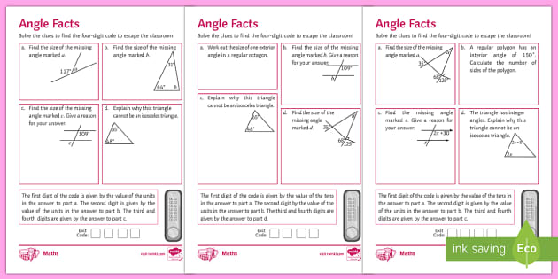Escape the Room: Angle Facts Differentiated Challenge Cards Activity Pack