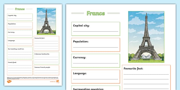 France Fact File,France (teacher made) - Twinkl