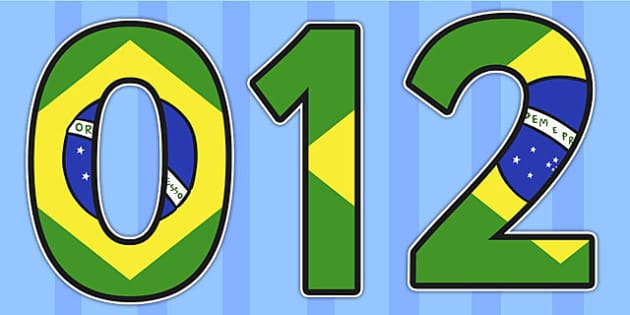 Brazilian Flag Display Numbers (teacher made) - Twinkl