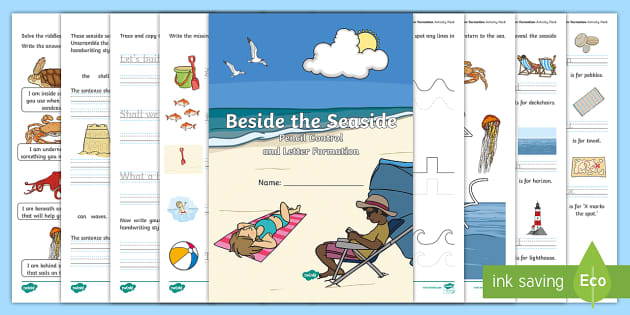 Kindergarten/KS1 Beside the Seaside Pencil Control and Letter Formation