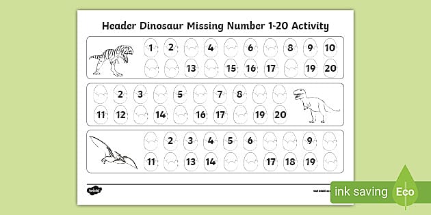 👉 Dinosaur Missing Number 1-20 Activity - Twinkl