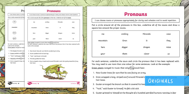 Ks2 Pronouns Differentiated Worksheet (KS2 Fantasy Story 'The Wyrmstooth