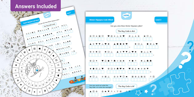 Winter Olympics Secret Code Wheel - L3 - Twinkl Puzzled