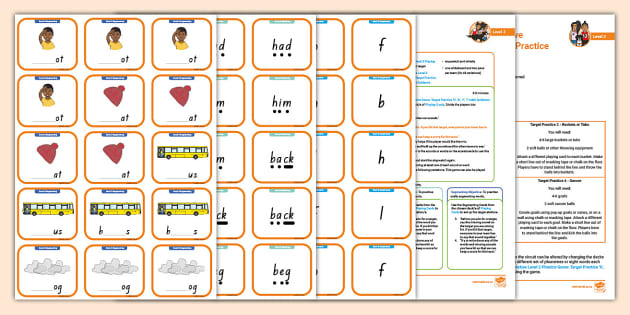 Physically Active Level 2 Phonics Game: Target Practice 'h', 'b', 'f', 'l'